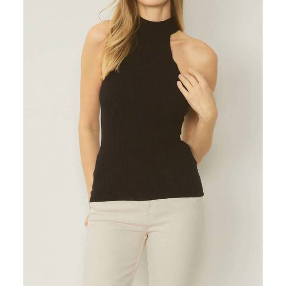 entro | Tops | New Entro Solid Ribbed Mock Neck Top In Black | Poshmark